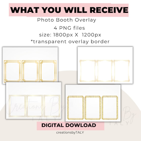 Salsa Photo Booth Overlay 4 Package Gold Overlay Frames Salsa - Etsy