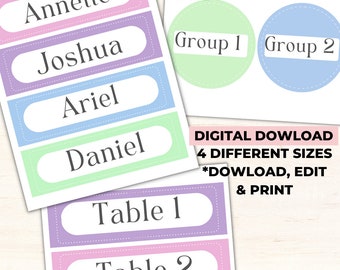 Retro Pastel Name Tags | Classroom Labels | Editable - Etsy UK