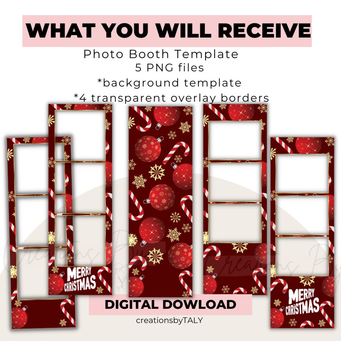 Holiday Photo Booth Template, Christmas Photo Booth Template, Photo ...
