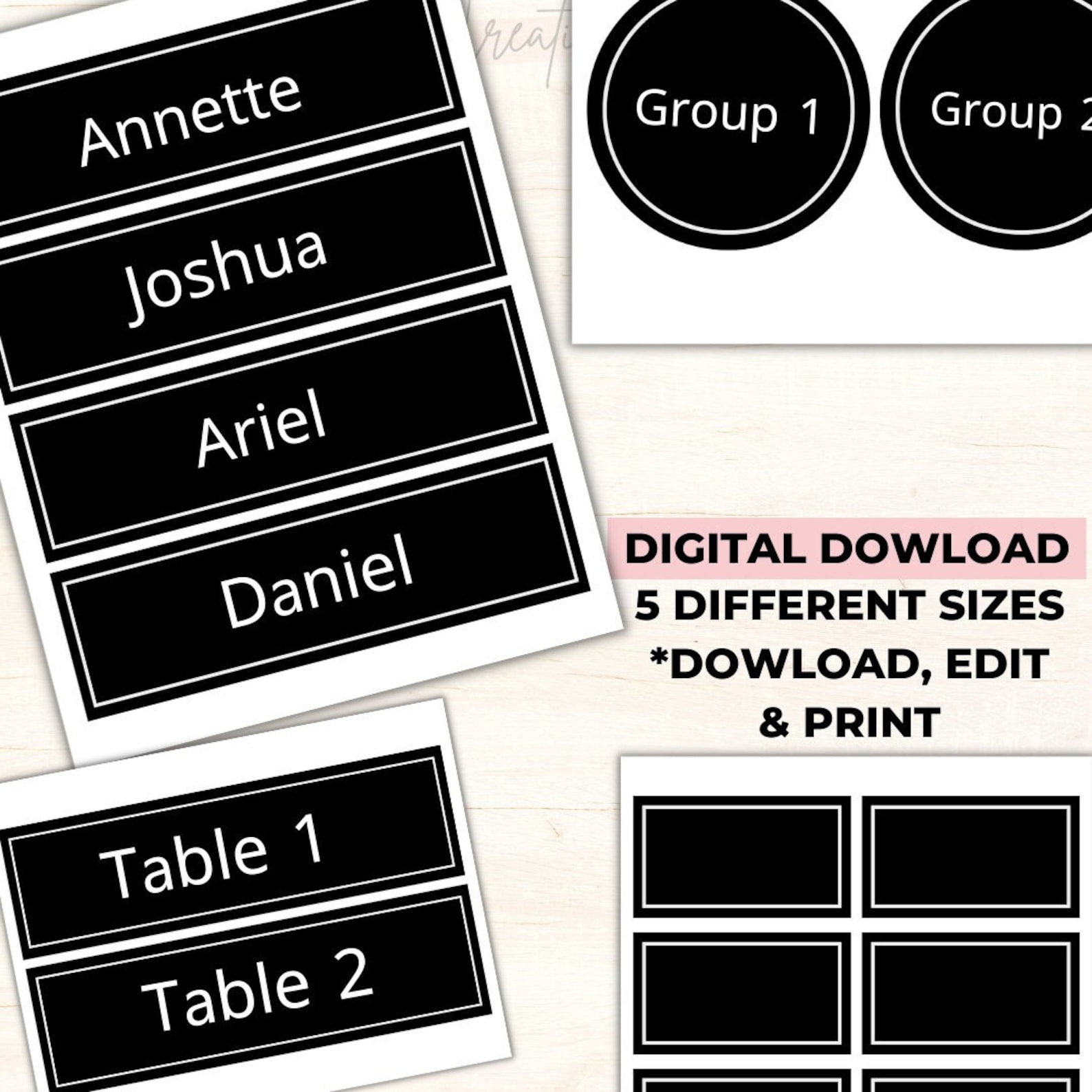 Modern Classroom Labels, Student Locker Name Tags B&W Name Tags ...