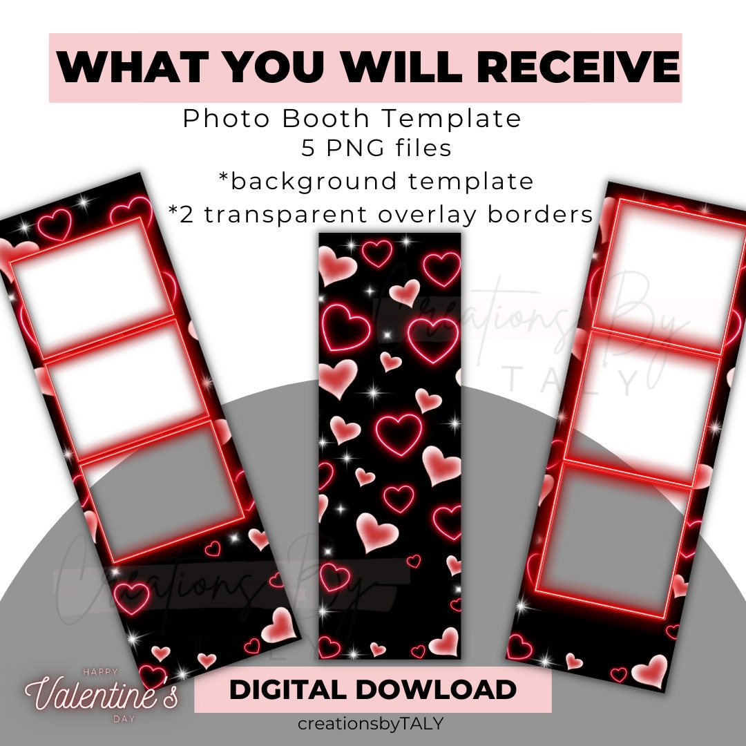 Red Heart Glitter Early 2000s Photo Birthday Valentine's Photo Booth ...