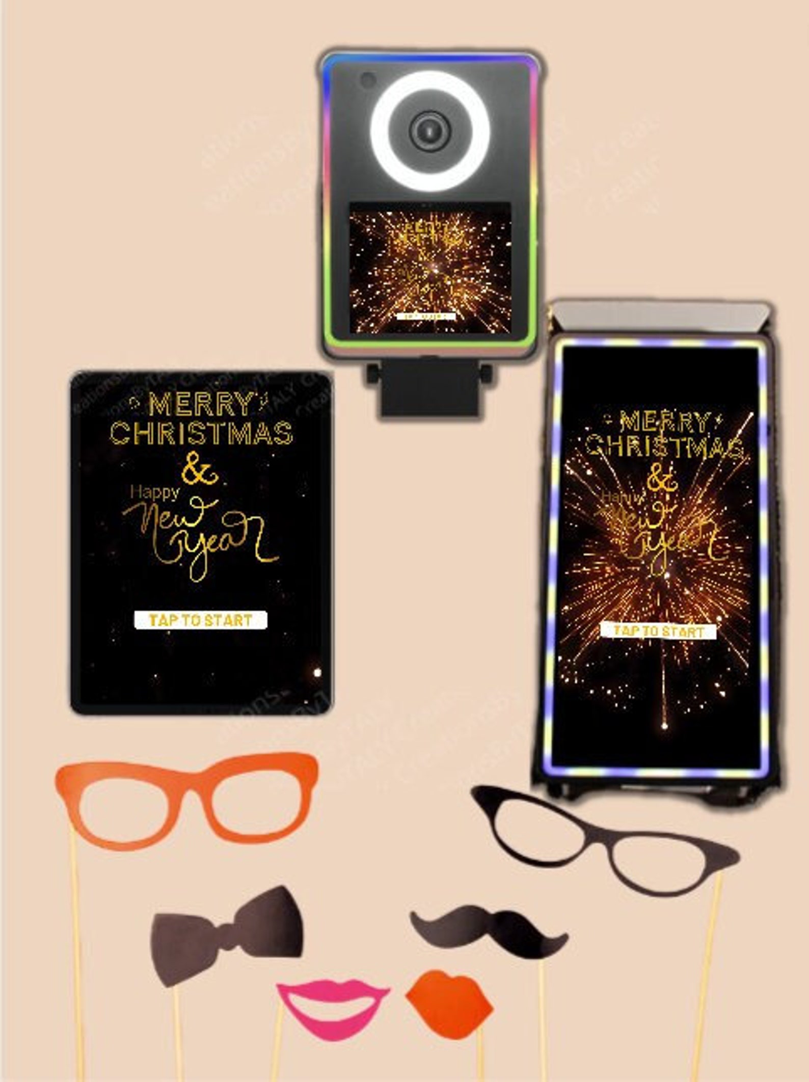 Happy New Year Photo Booth Template Christmas Tap to Start iPad Photo ...