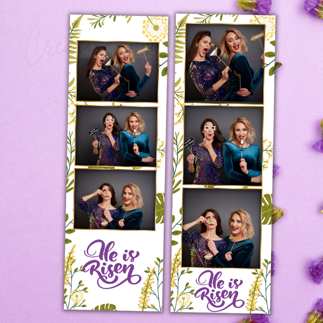 Photo Booth Template Easter He is Risen, Happy Easter Photo Booth, 3 ...