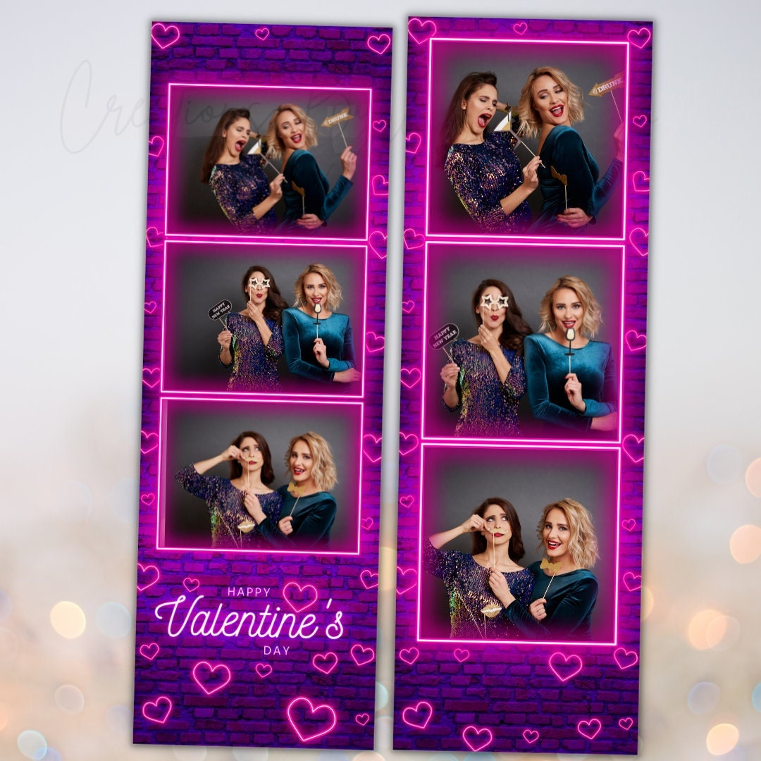 Valentine's Photo Booth Template, Neon Valentine's Day Photo Booth ...