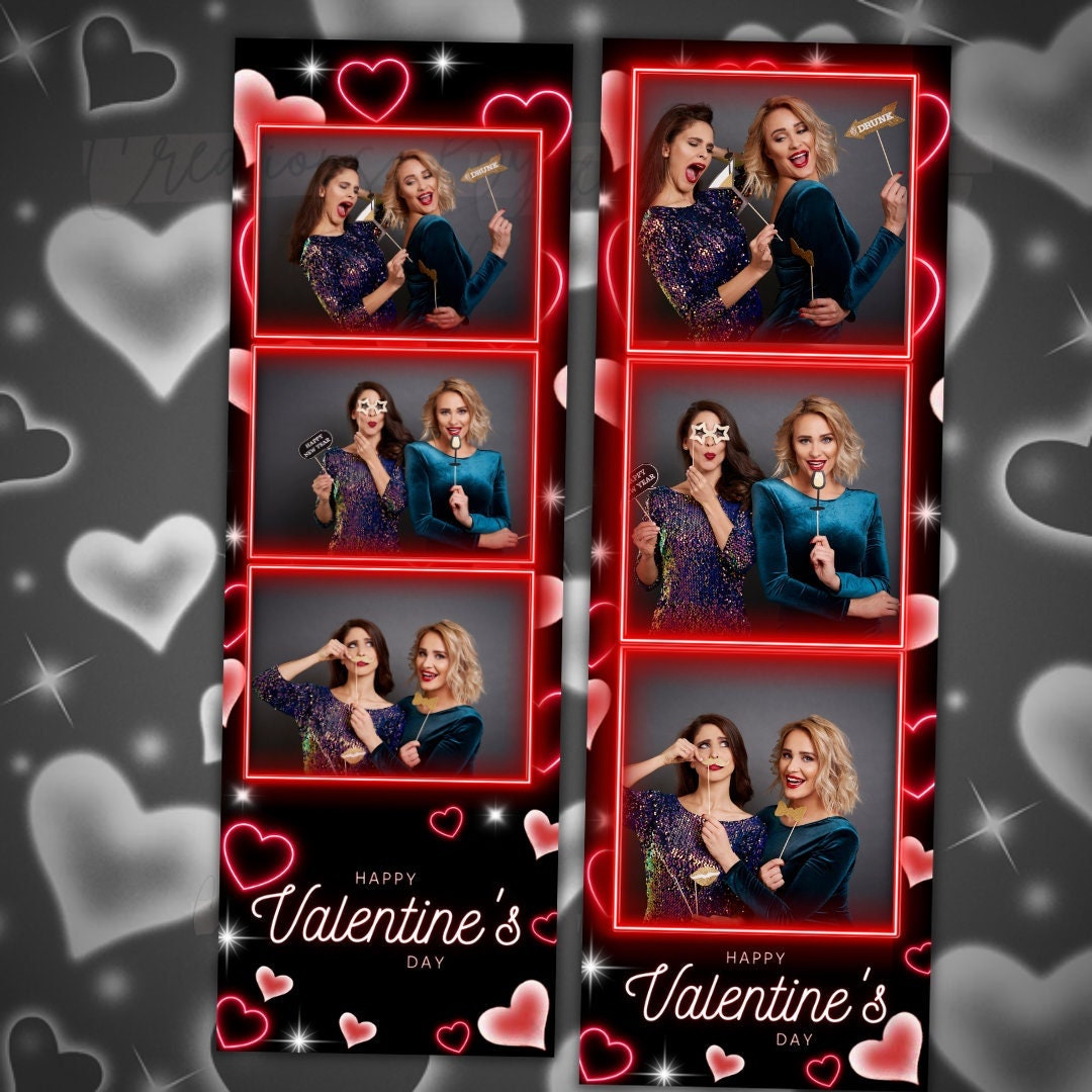 Red Heart Glitter Early 2000s Photo Birthday Valentine's Photo Booth ...
