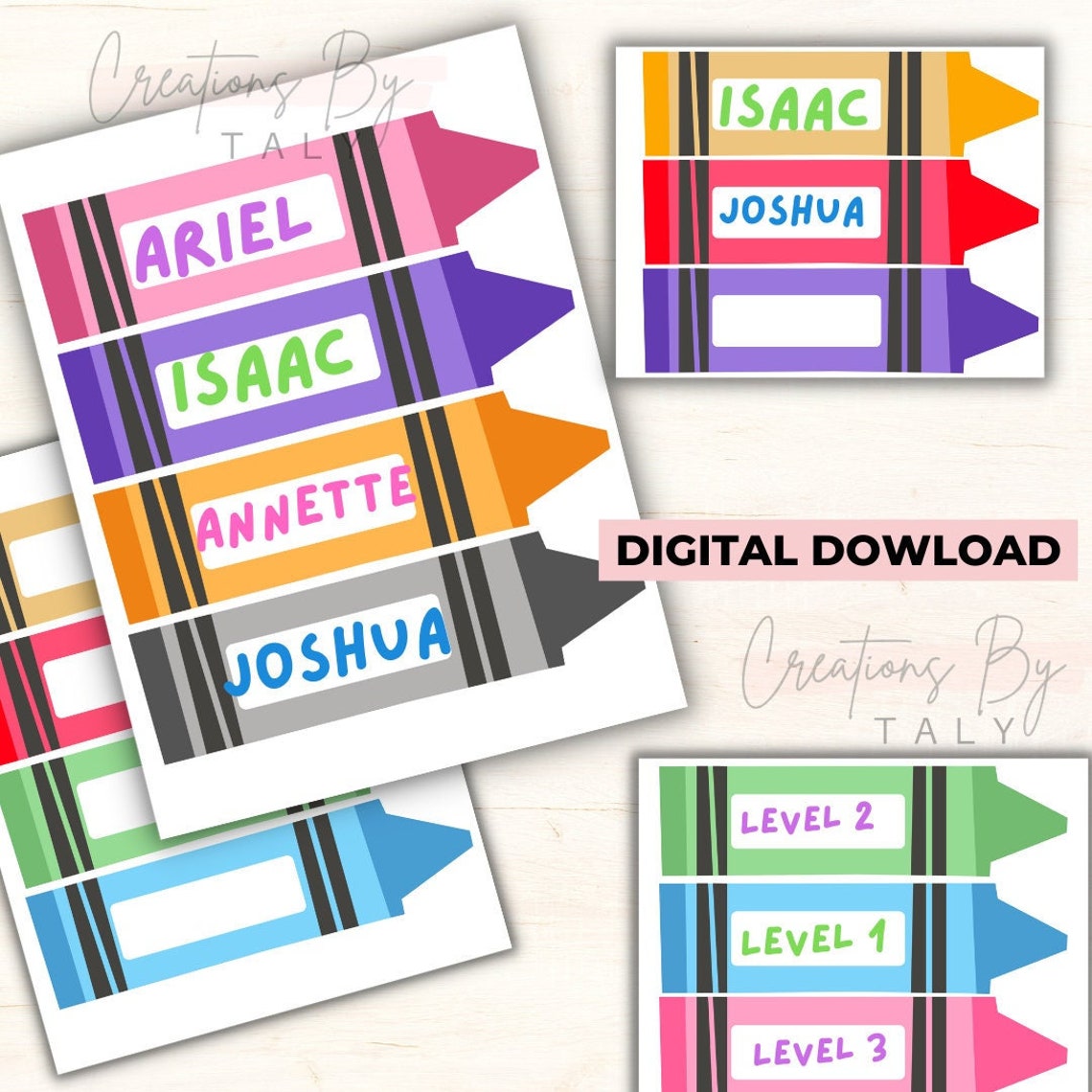 Locker Name Tags Crayons Color Name Tags Classroom Tags, Printable ...