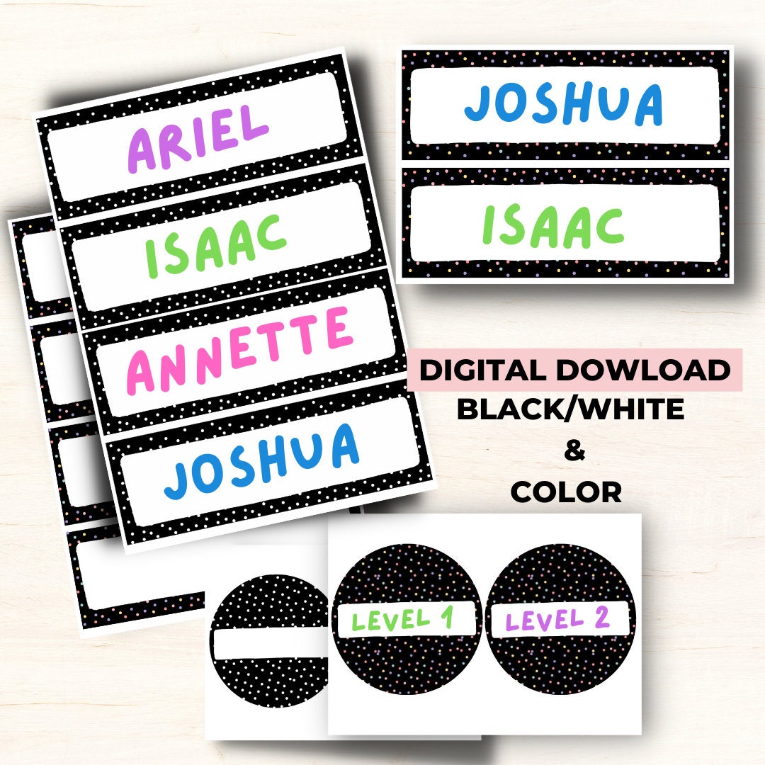 Classroom Tags, Printable Labels, Modern Classroom Tags, Black and ...
