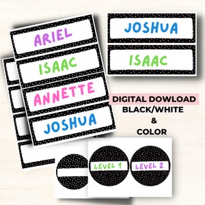 Classroom Tags, Printable Labels, Modern Classroom Tags, Black and ...