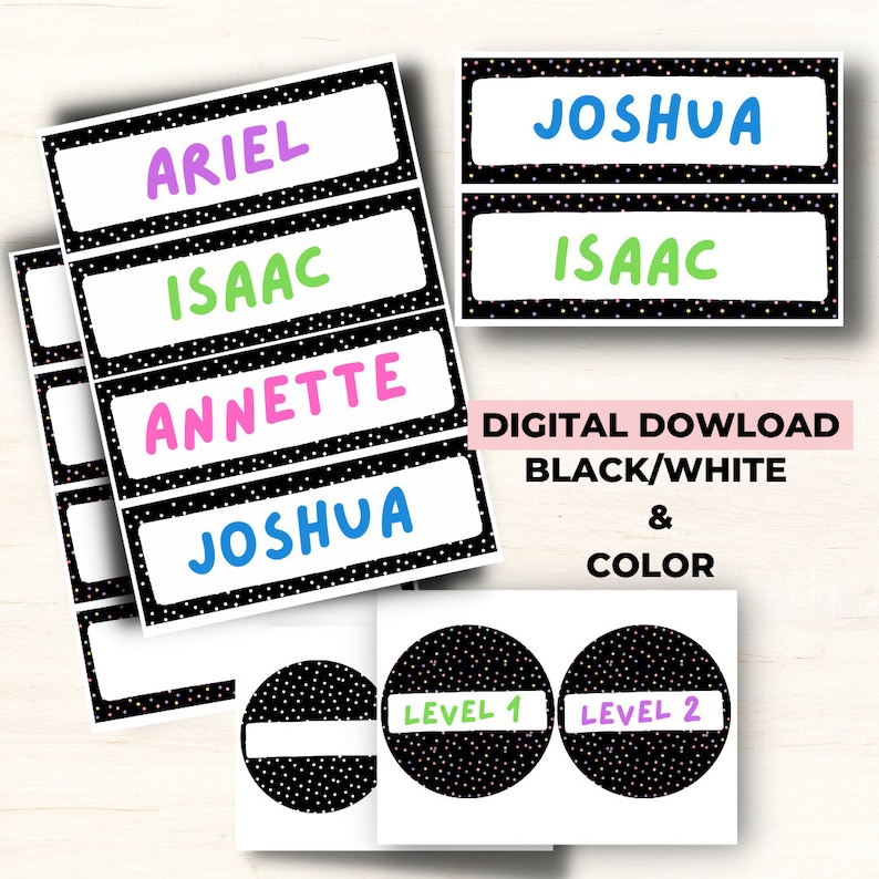 Classroom Tags, Printable Labels, Modern Classroom Tags, Black and ...