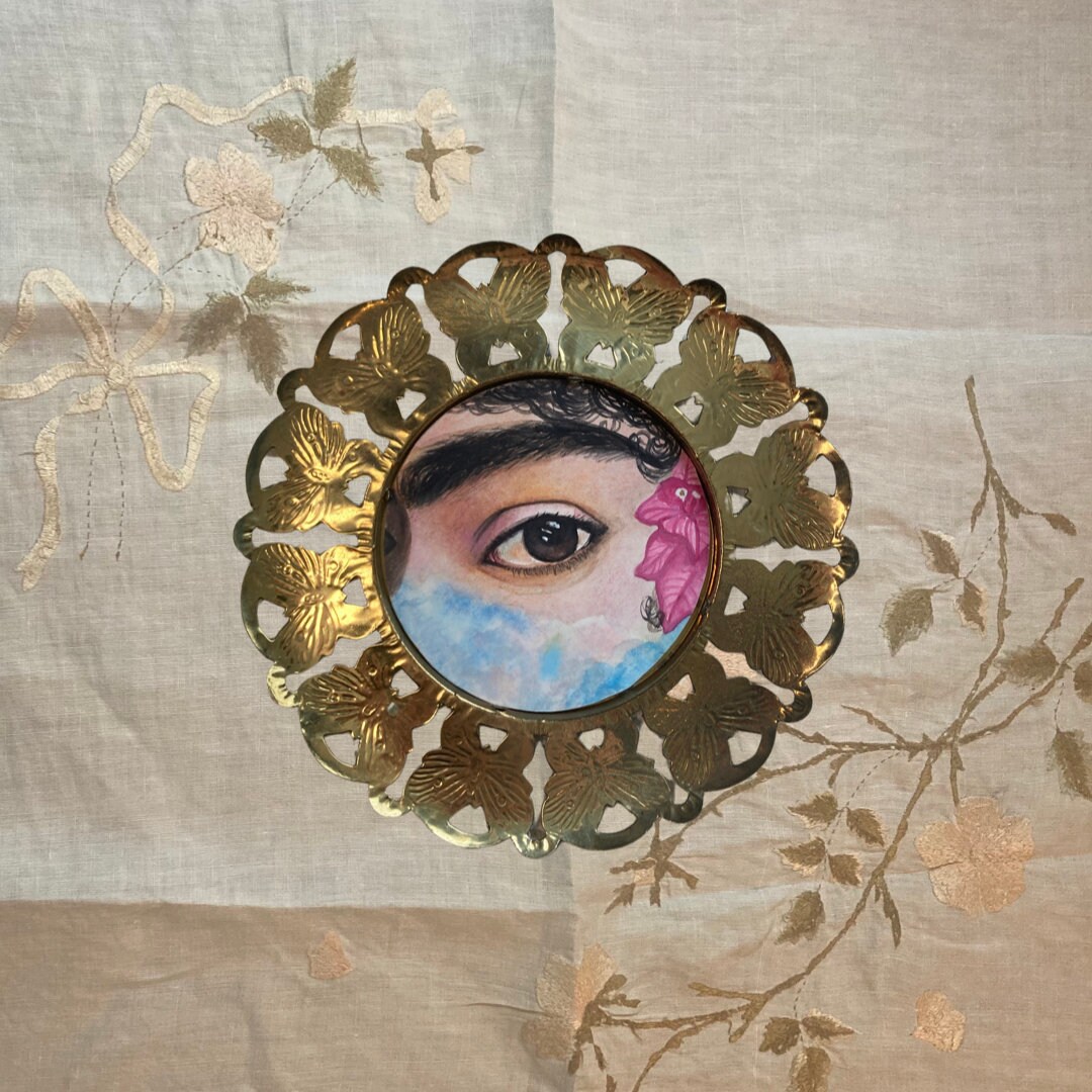 Frida Kahlo Lovers Eye Miniature in Vintage Butterfly Frame, Lovers Eye ...