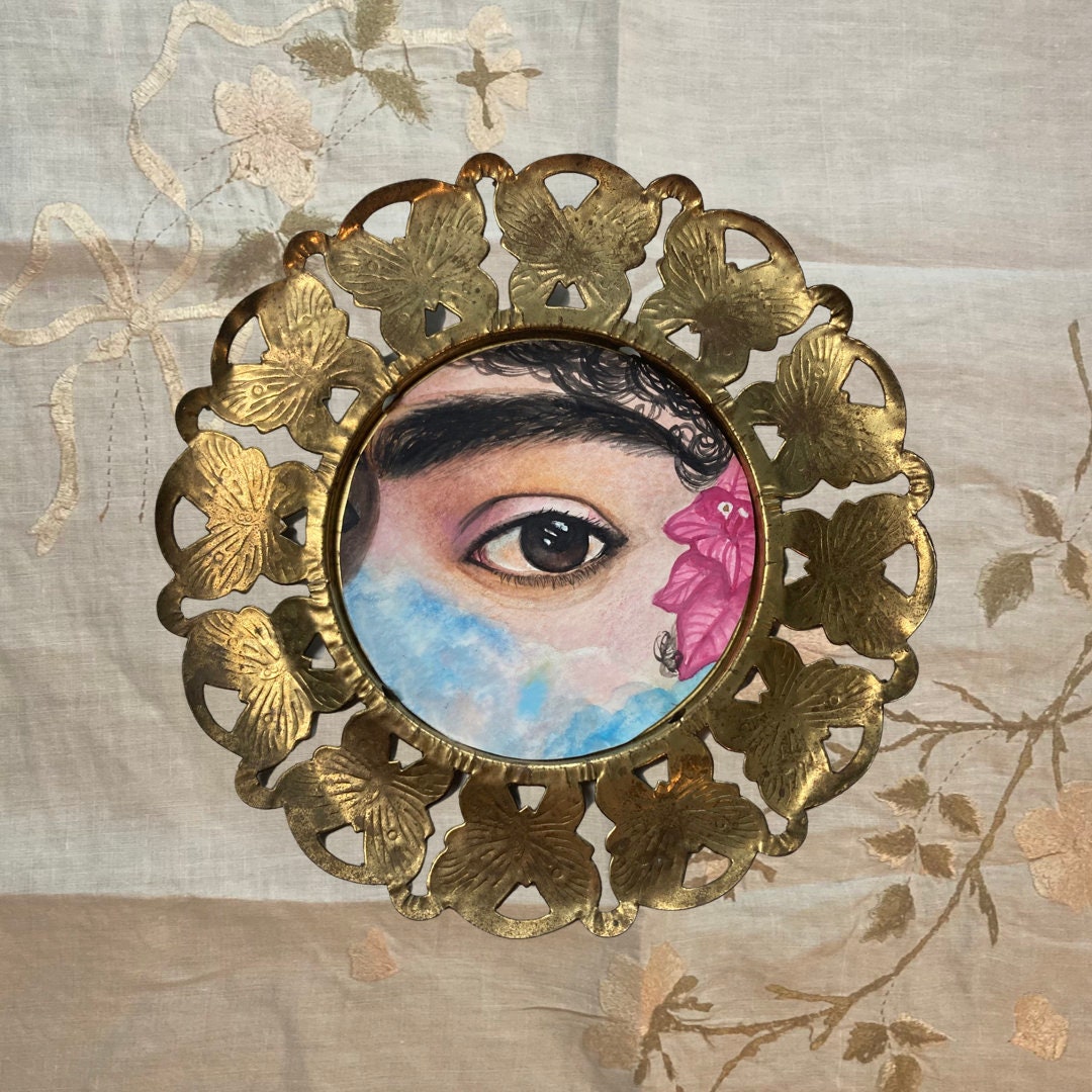 Frida Kahlo Lovers Eye Miniature in Vintage Butterfly Frame, Lovers Eye ...
