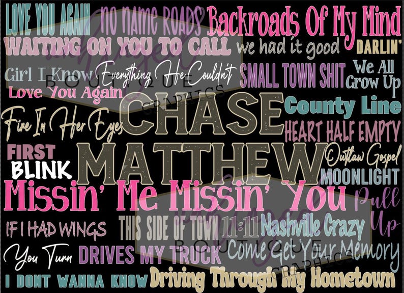 Chase Matthew Typography Songs PNG - Etsy