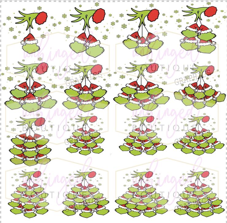 Grinch Hand W/grinch Mini's 1-16 PNG - Etsy