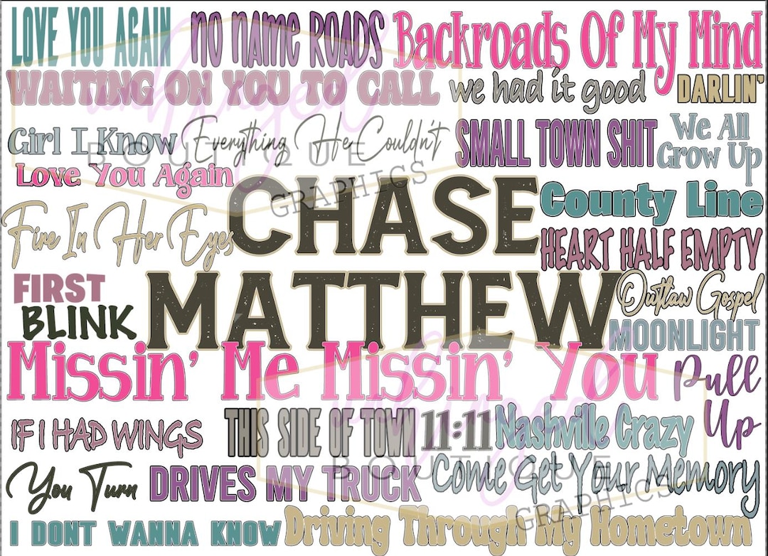 Chase Matthew Typography Songs PNG - Etsy