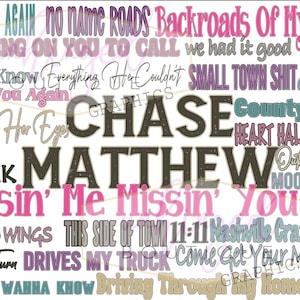 Chase Matthew Typography Songs PNG - Etsy