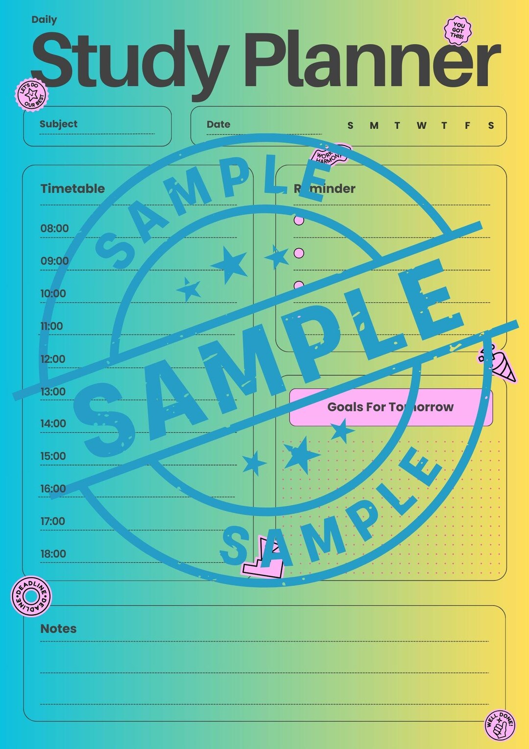 Daily Study Planner Printable | Customizable Student Organizer ...