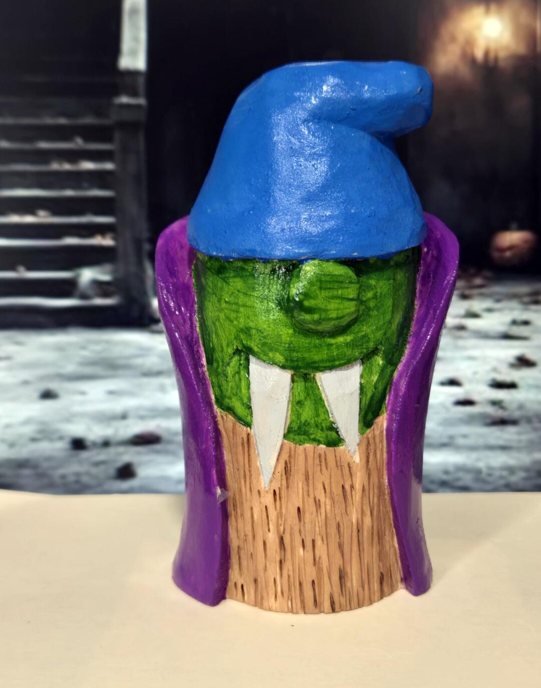 Frank the Blue Monster, Hand Carved Halloween Figure - Etsy