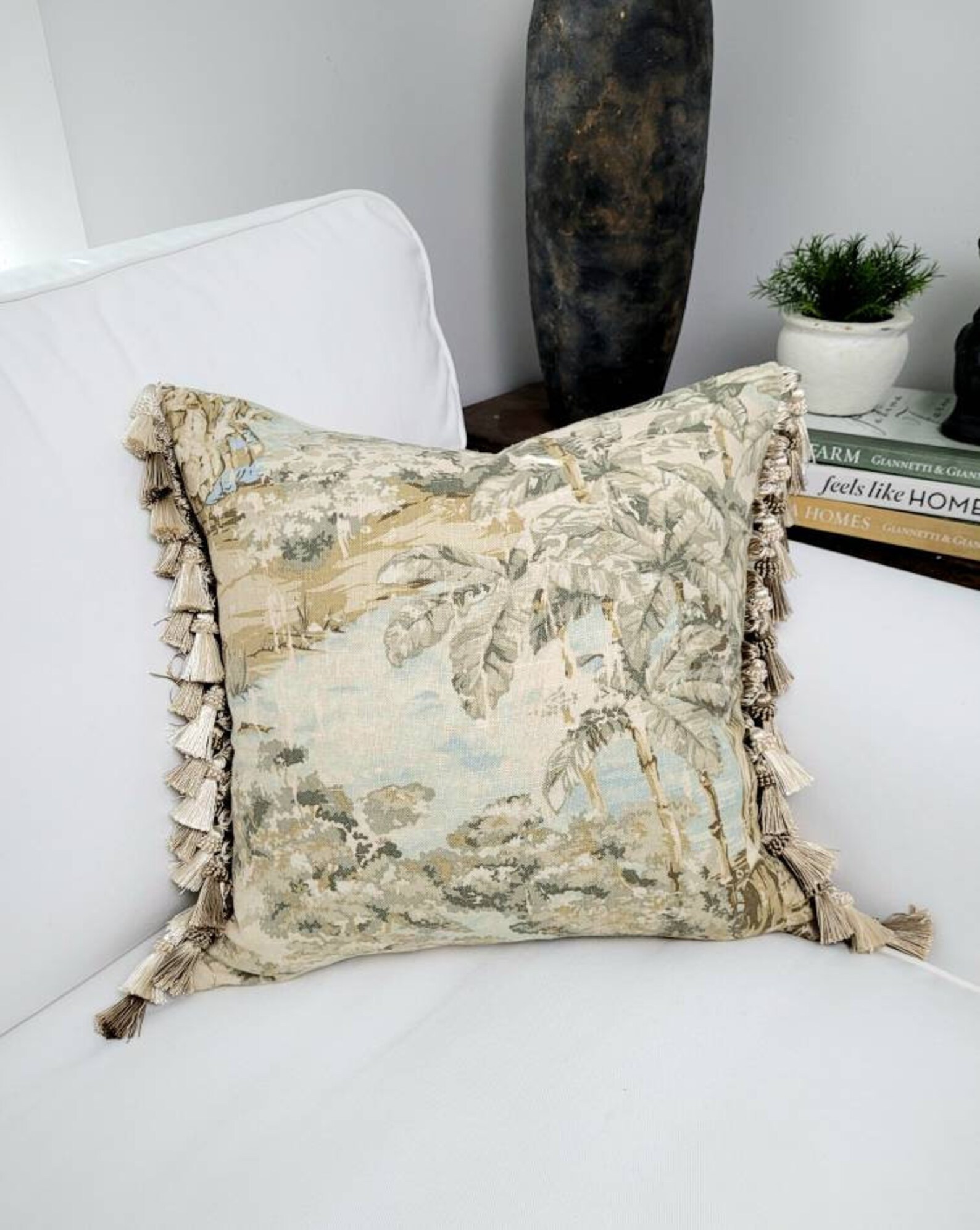 French Country Toile Pillow Cover, Bosporus Flax, Decorative Throw ...