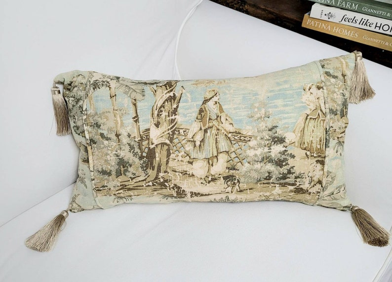 French Country Toile Pillow Toile Lumbar Pillow Bosporus - Etsy