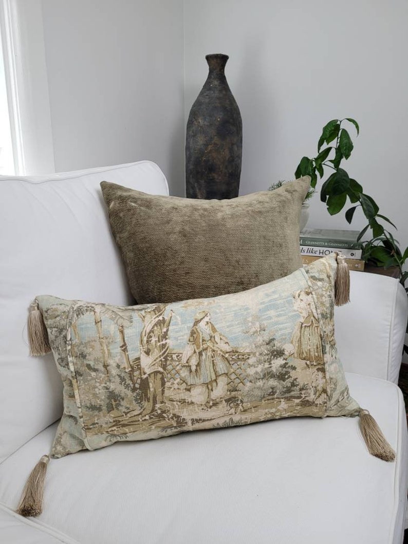 French Country Toile Pillow Toile Lumbar Pillow Bosporus - Etsy