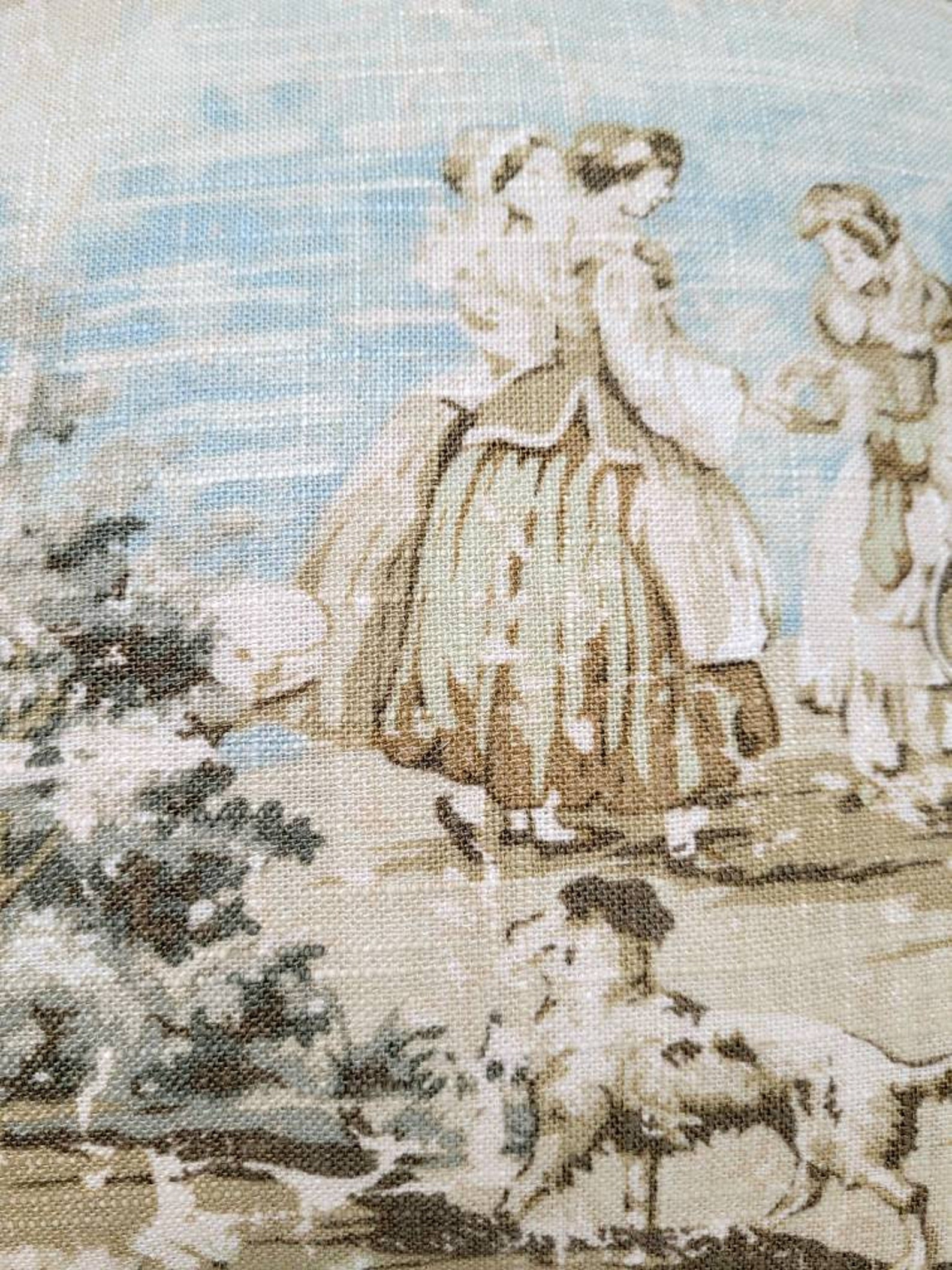 French Country Toile Pillow Cover, Bosporus Flax, Decorative Throw ...
