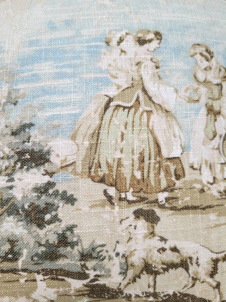 French Country Toile Pillow Cover, Bosporus Flax, Decorative Throw ...