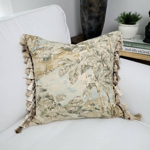 French Country Toile Pillow Cover, Bosporus Flax, Decorative Throw ...