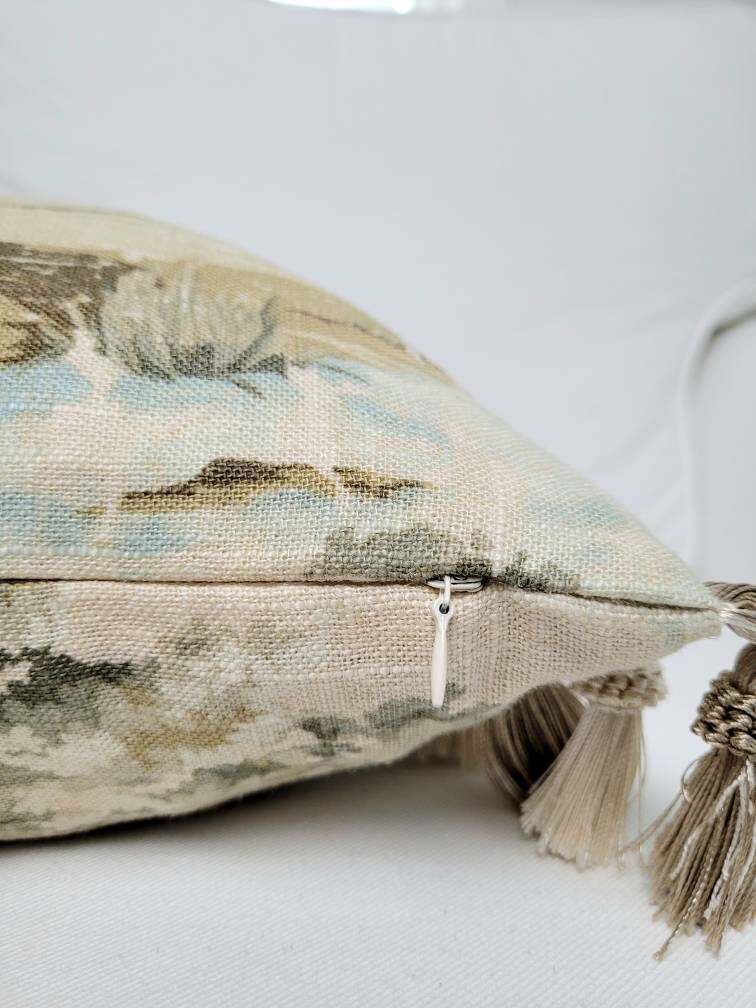 French Country Toile Pillow Cover, Bosporus Flax, Decorative Throw ...