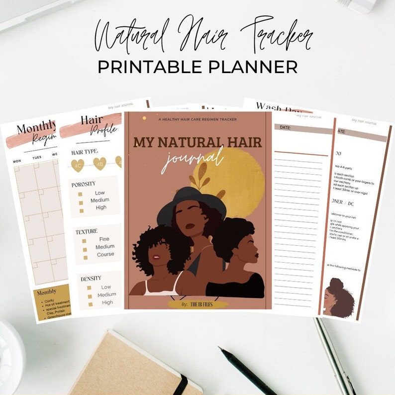My Natural Hair Journal| Afro Hair Tracker, Printable Natural Hair ...