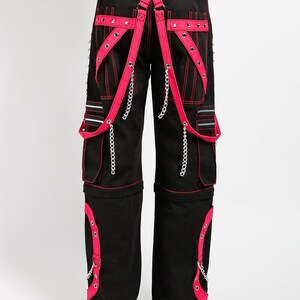 Handmade Men's Gothic Men's Step Chains Pants Hot Pink Straps, Men's ...