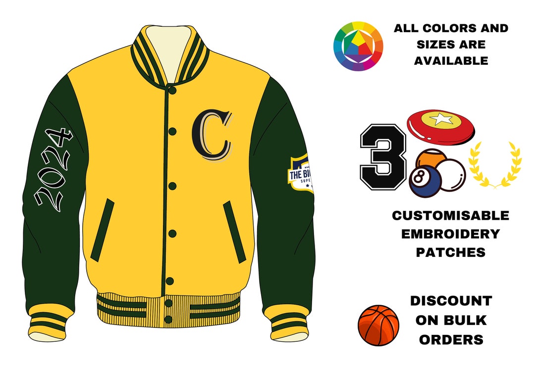 Custom Varsity Letterman Bomber Jacket Personalised Varsity Jacket for ...