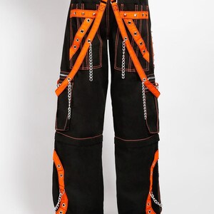 Handmade Men's Gothic Men's Step Chains Pants Orange Straps, Men's ...