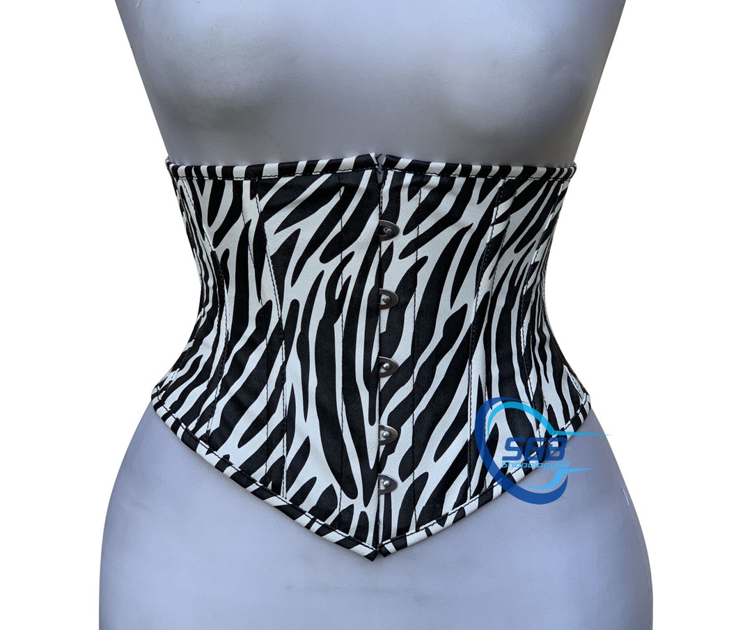 Handmade New Checkered Women Faux Leather Underbust Corsets Steel Boned ...