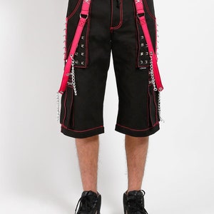Handmade Men's Gothic Men's Step Chains Pants Hot Pink Straps, Men's ...