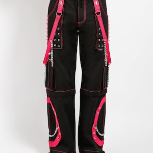 Handmade Men's Gothic Men's Step Chains Pants Hot Pink Straps, Men's ...