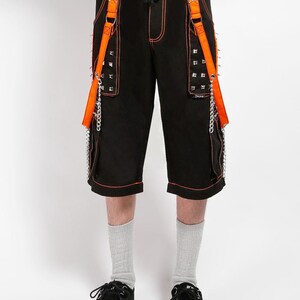 Handmade Men's Gothic Men's Step Chains Pants Orange Straps, Men's ...