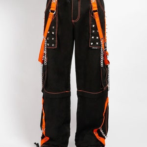 Handmade Men's Gothic Men's Step Chains Pants Orange Straps, Men's ...