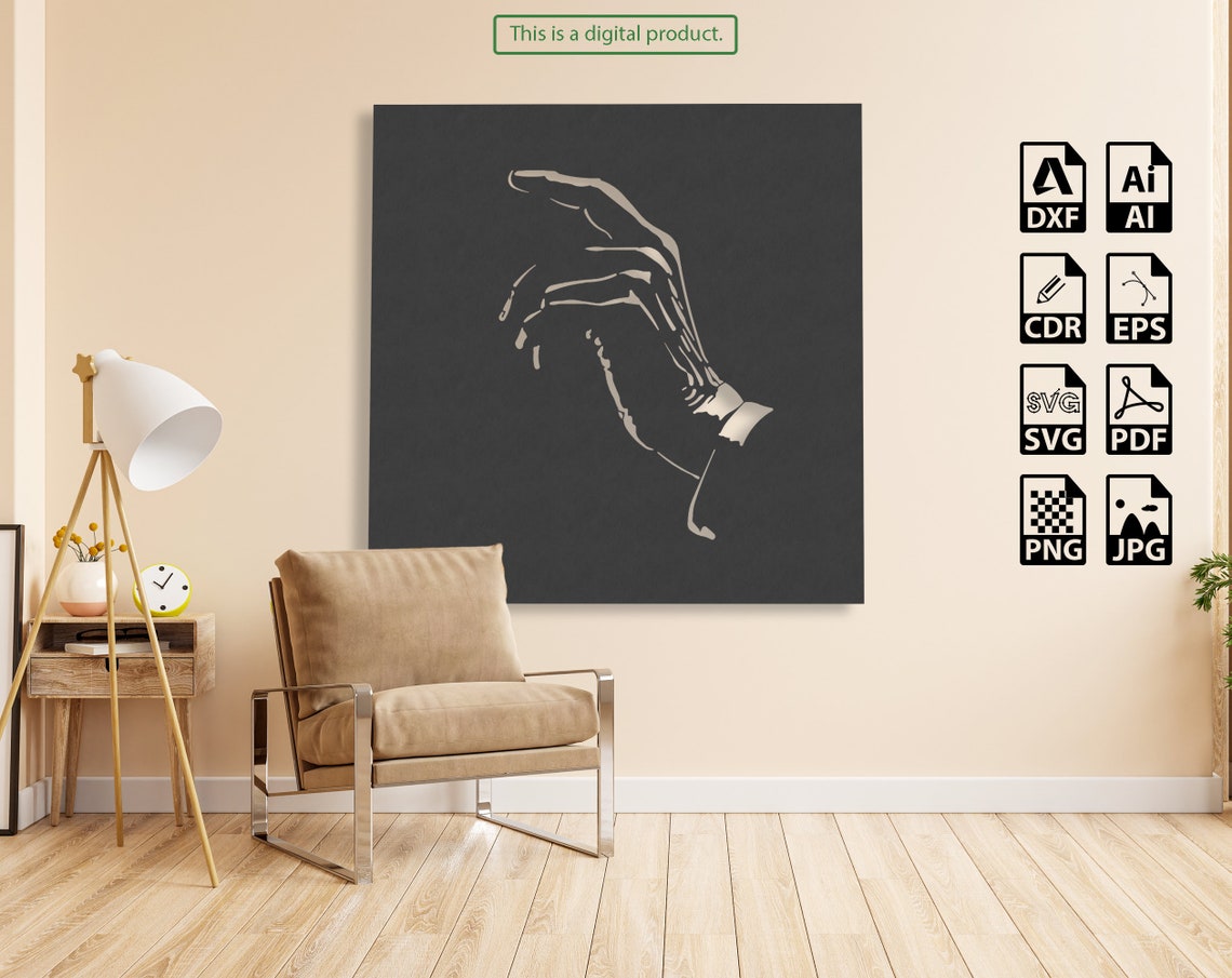 Man Hand Portrait DXF File for Laser and Plasma Cut Svg and Png Files ...