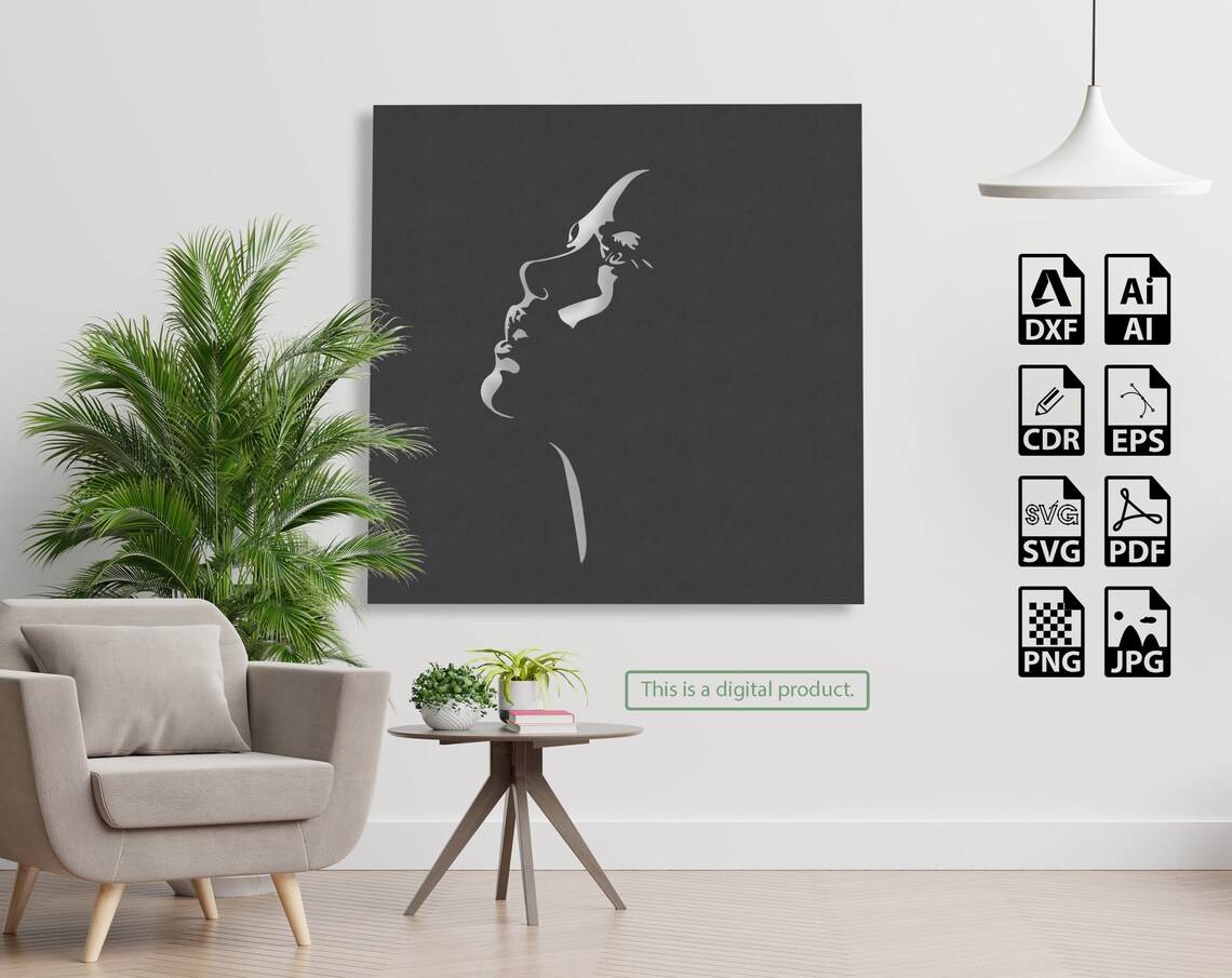 Woman Face Portrait DXF File for Laser and Plasma Cut Svg and Png Files ...