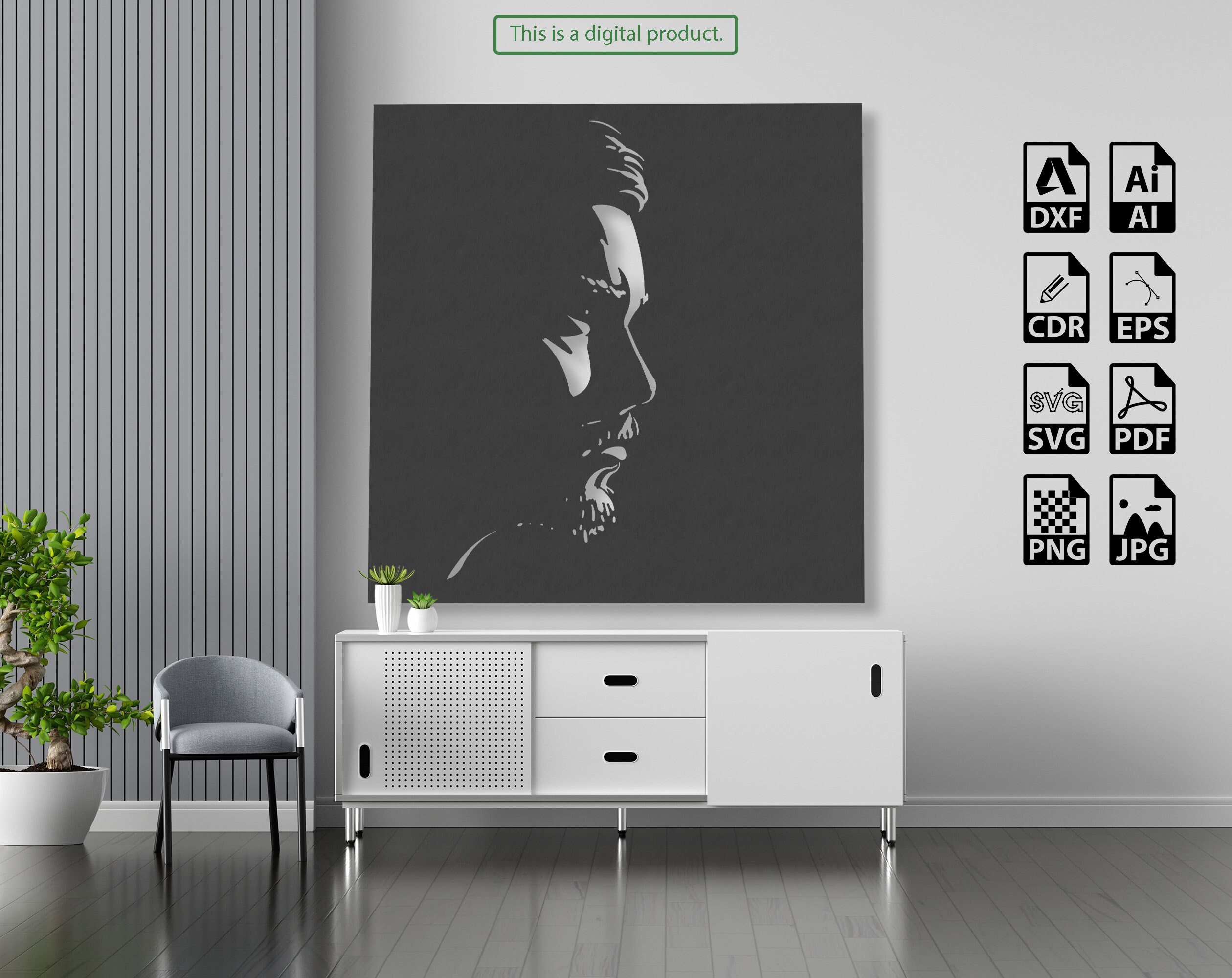 Man Face Portrait DXF File for Laser and Plasma Cut - Svg and Png Files ...