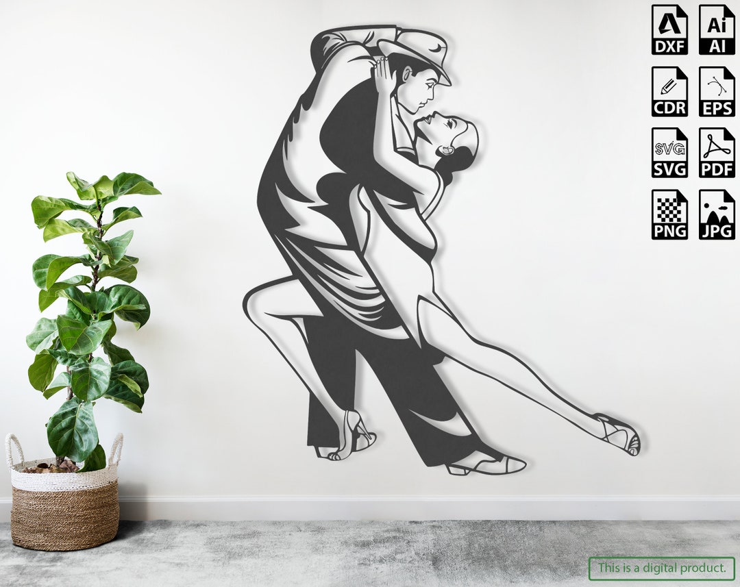 Dancing Couple Portrait DXF File for Laser and Plasma Cut - Svg and Png ...