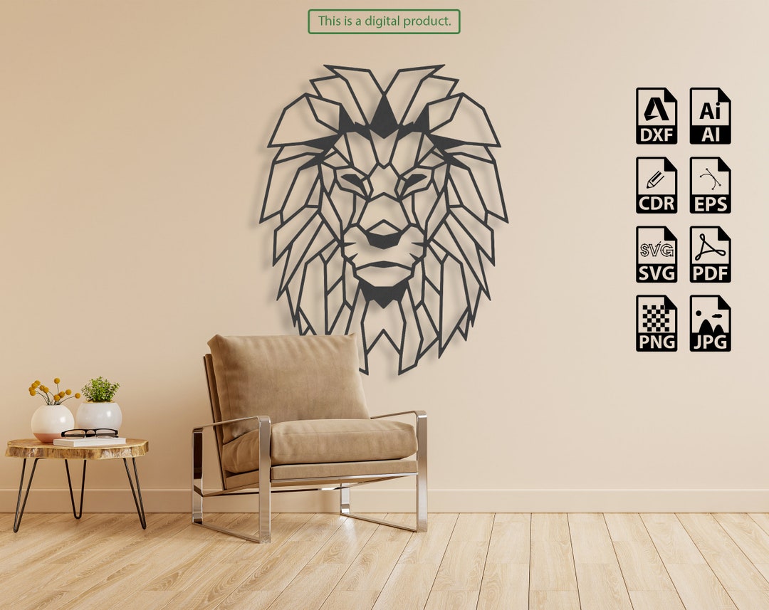 Geometric Lion Portrait DXF File for Laser and Plasma Cut - Svg and Png ...
