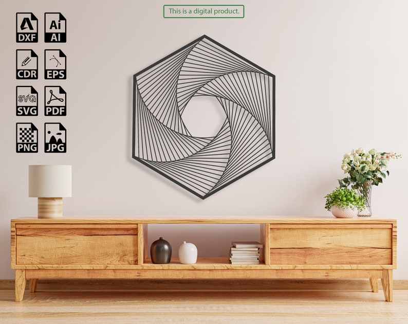 Hexagon Vortex Geometric Design DXF File for Laser and Plasma Cut - Svg ...