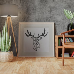Geometric Deer Portrait DXF File for Laser and Plasma Cut - Svg and Png Files for Prints - Ai ...