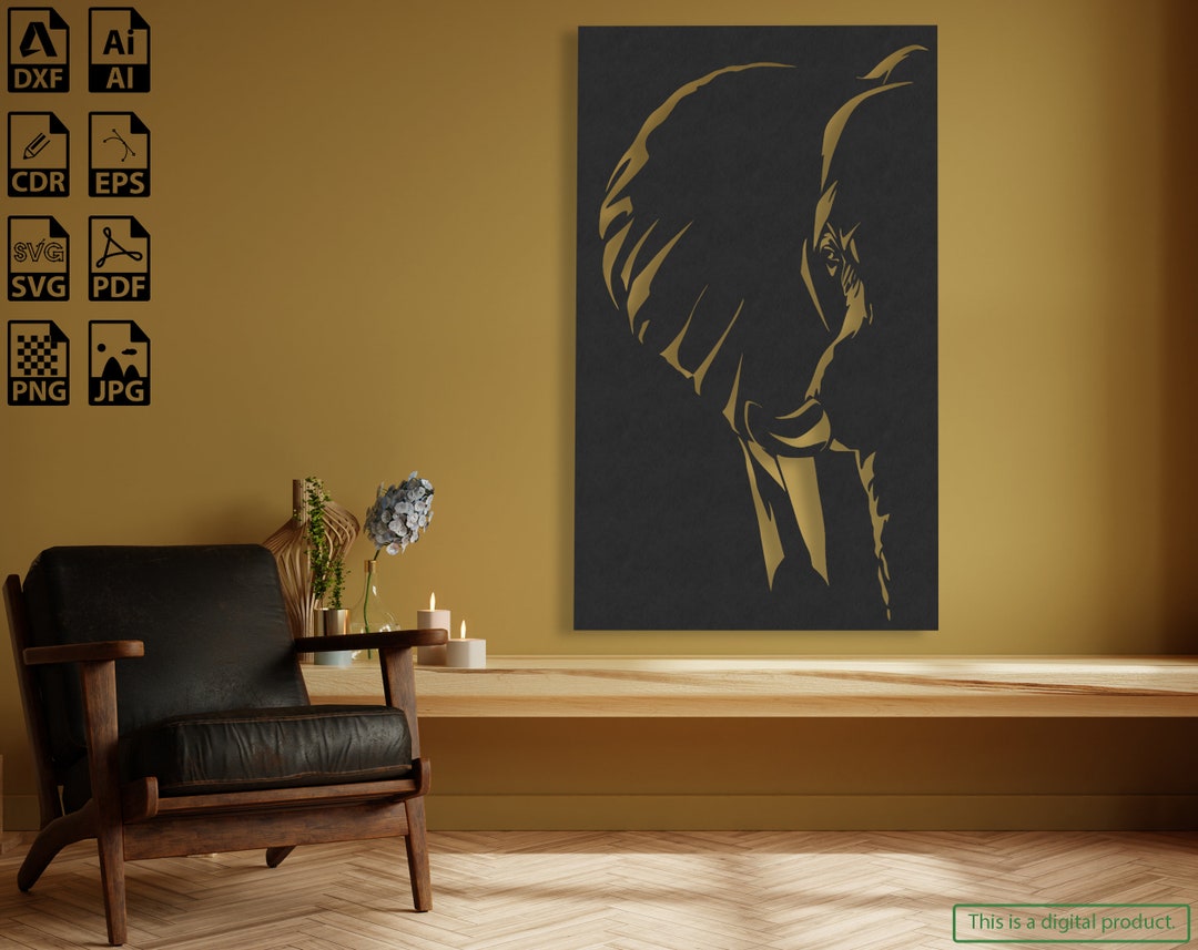 Elephant Portrait DXF File for Laser and Plasma Cut - Svg and Png Files ...