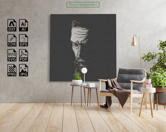 Bearded Man Face Portrait DXF File for Laser and Plasma Cut - Etsy