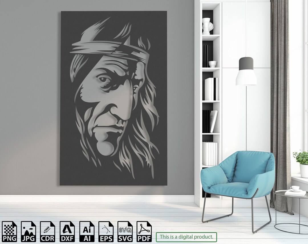 Native American Man DXF File for Laser and Plasma Cut - Svg and Png ...
