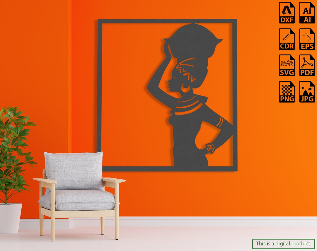African Woman Portrait DXF File for Laser and Plasma Cut Svg and Png ...