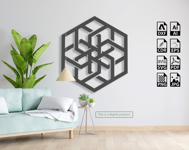 Geometric Hexagon Design DXF File for Laser and Plasma Cut - Svg and ...