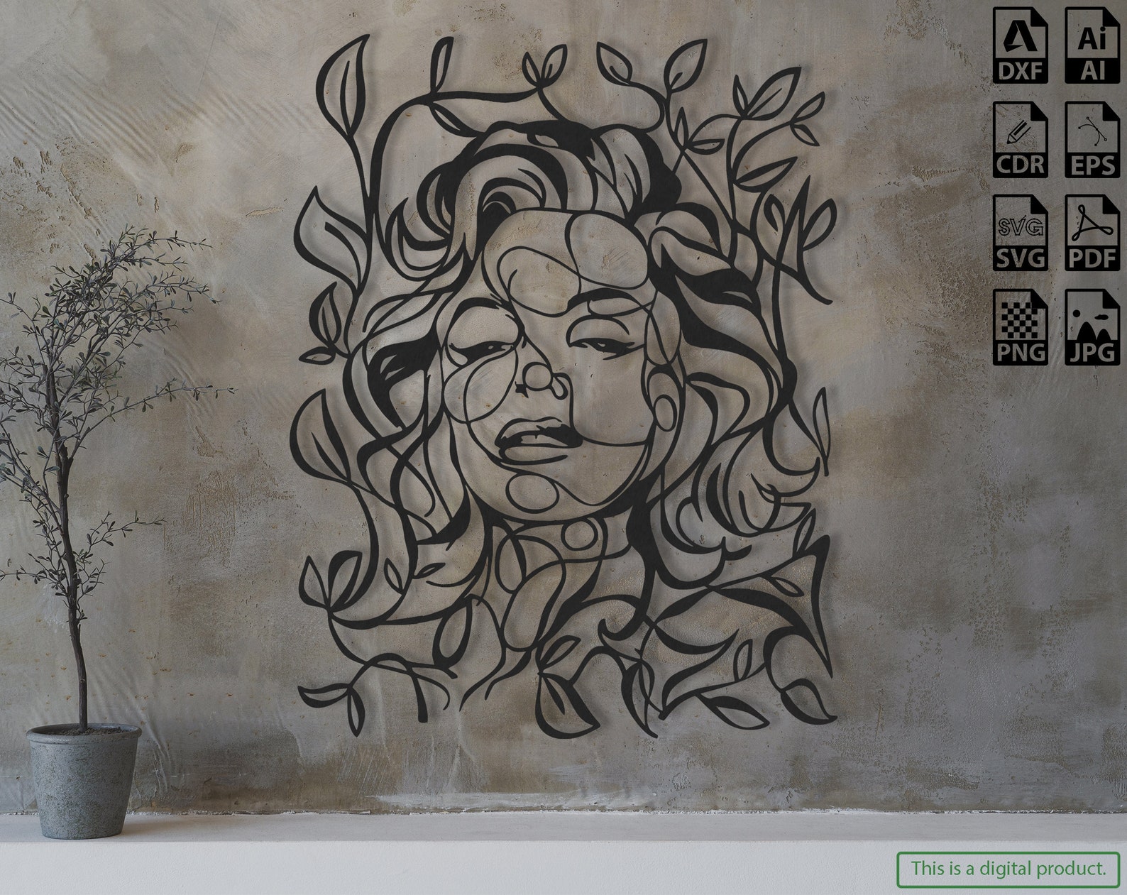 Tree Woman Portrait DXF File for Laser and Plasma Cut - Svg and Png ...